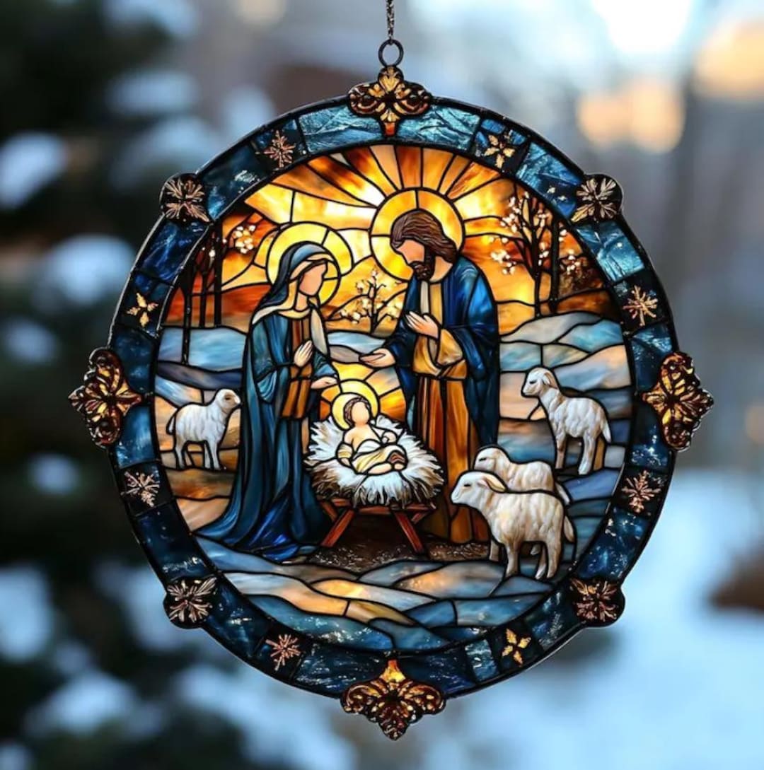 Nativity Catholic Suncatcher Ornament Nativity Religious Acrylic Window ...
