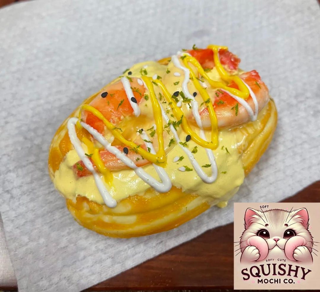 Cheesy Prawn Fried Donuts Squishy Stress Reliever - Cute Kawaii Fidget ...