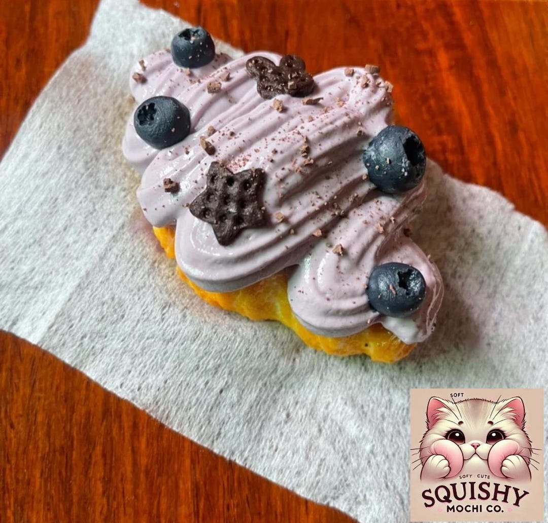 Blueberry Croissant Squishy Stress Reliever - Cute Kawaii Fidget Toy ...
