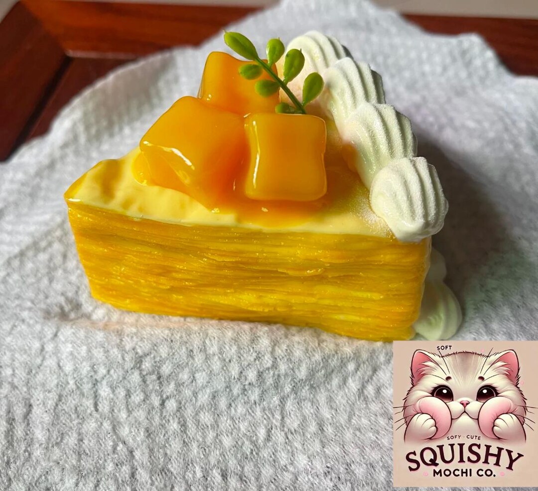 Mango Layers Slice Cake Squishy Stress Reliever - Cute Kawaii Fidget ...