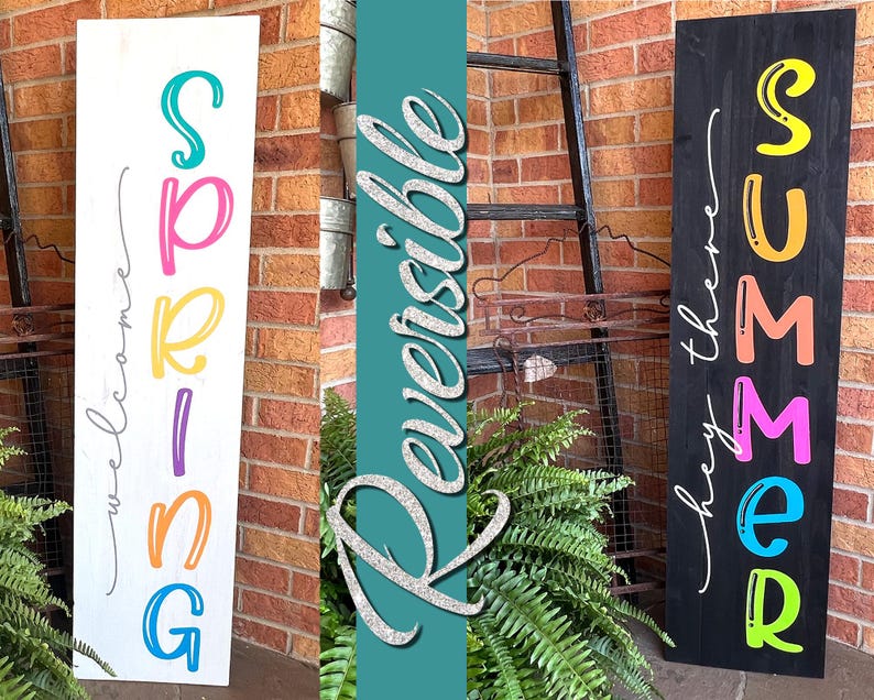 Reversible Spring & Summer Front Porch Sign | Hey There Summer Front ...