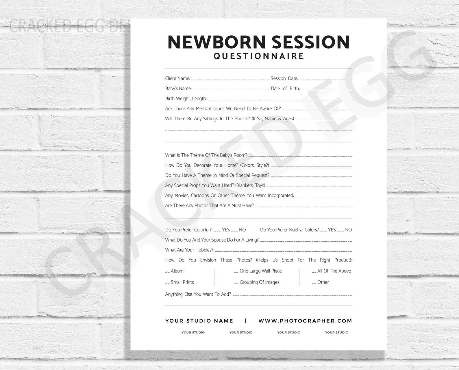 Photographer Forms Newborn Questionnaire Professional - Etsy