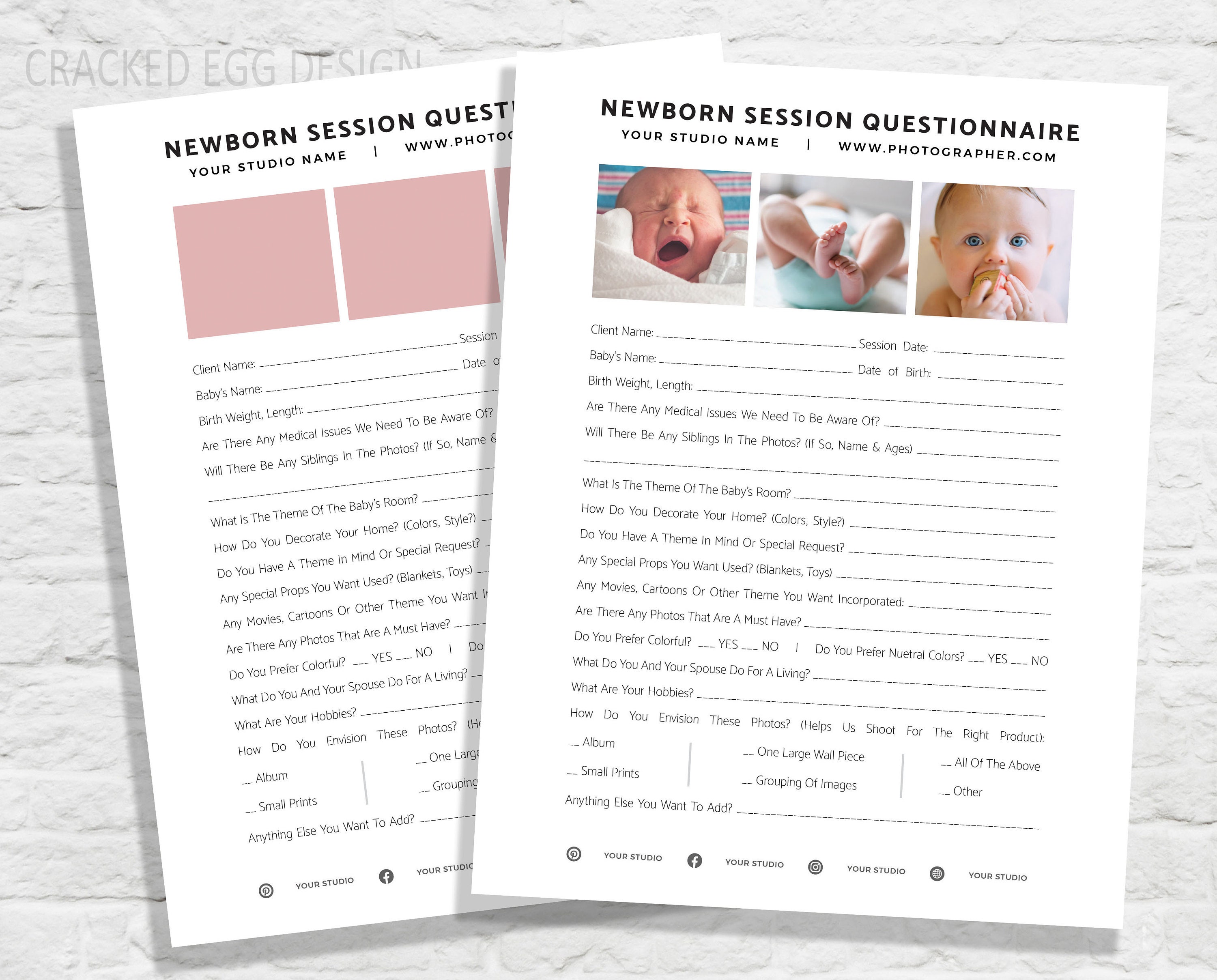 Newborn Photographer Questionnaire Forms Studio Template | Etsy