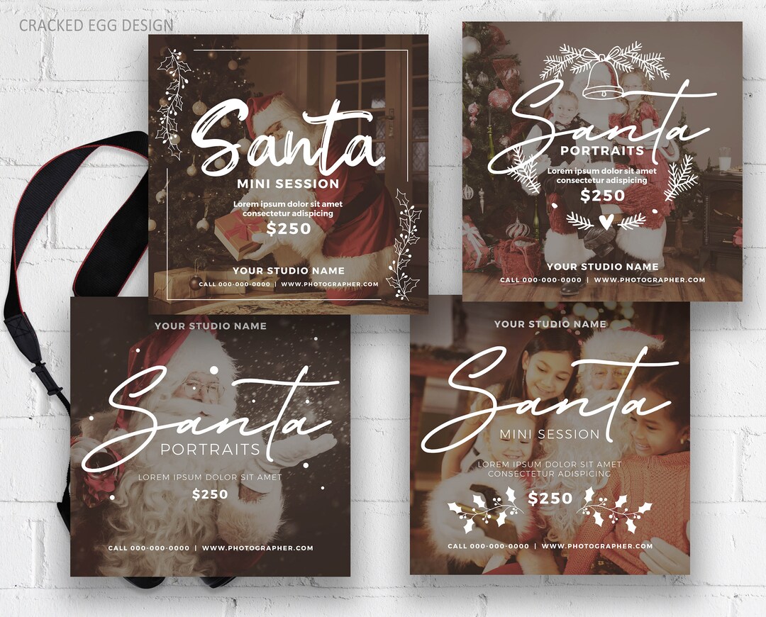 Santa Mini Session Template, Instagram Ad, Square Template, Overlay ...