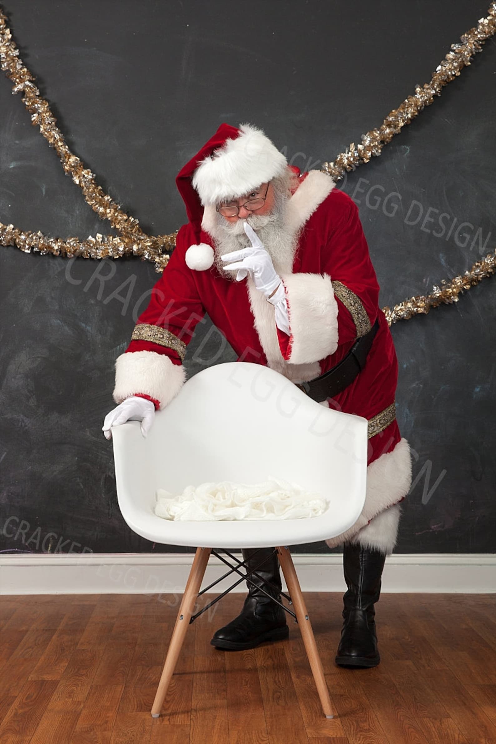 Santa With White Chair, White Chair, Retro Chair, Digital Backdrop ...