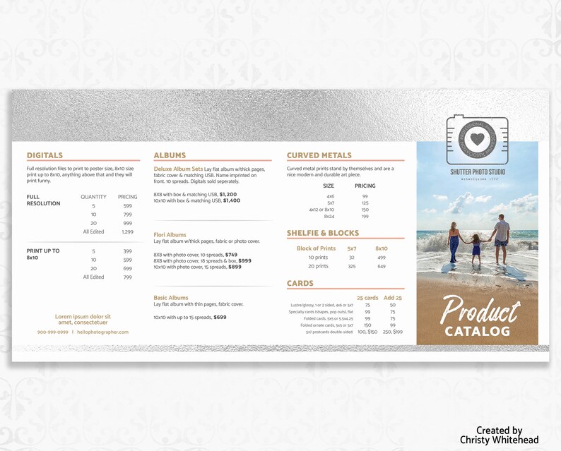 Product Pricing Brochure Photographer Pricing 4x8 Prodpi FOIL - Etsy ...