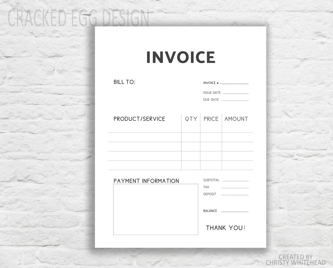 Business Invoice Jpeg, Pdf, Just Print and Fill It In! Printable ...