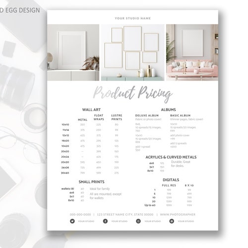 Product Pricing Guide Template Silver Price Your A La Carte - Etsy