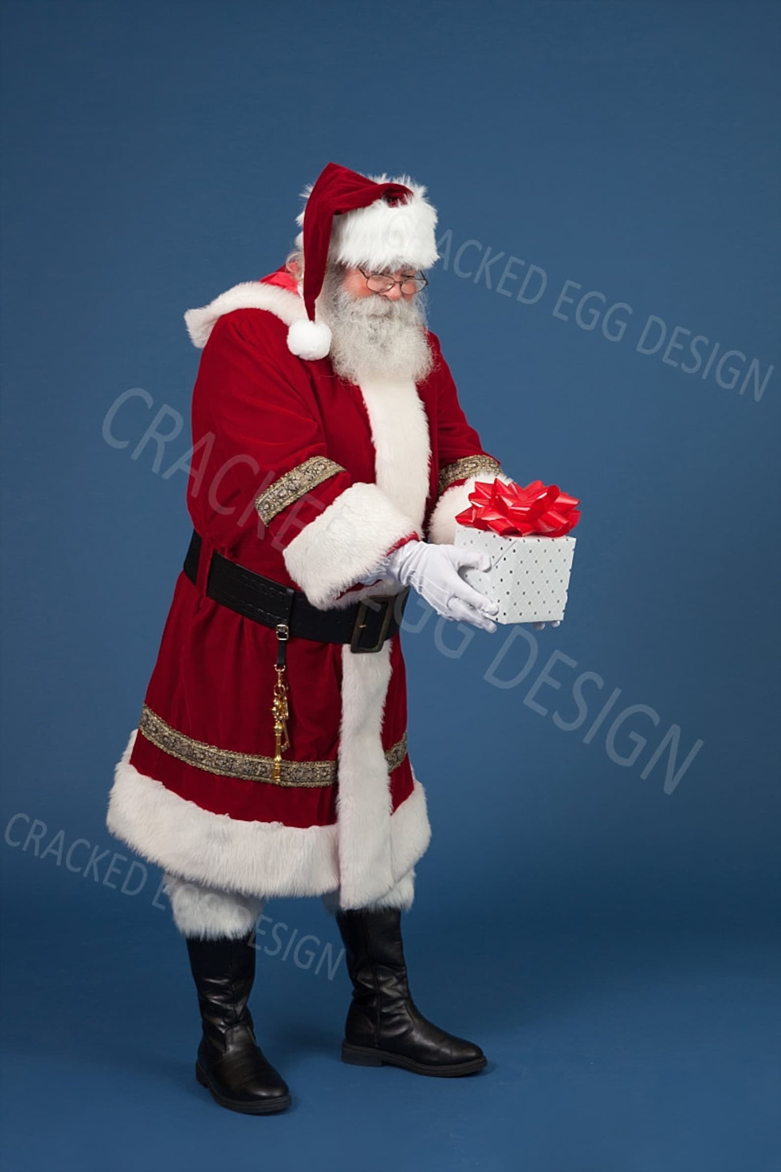 Santa Overlay Blue Background With Present Christmas - Etsy