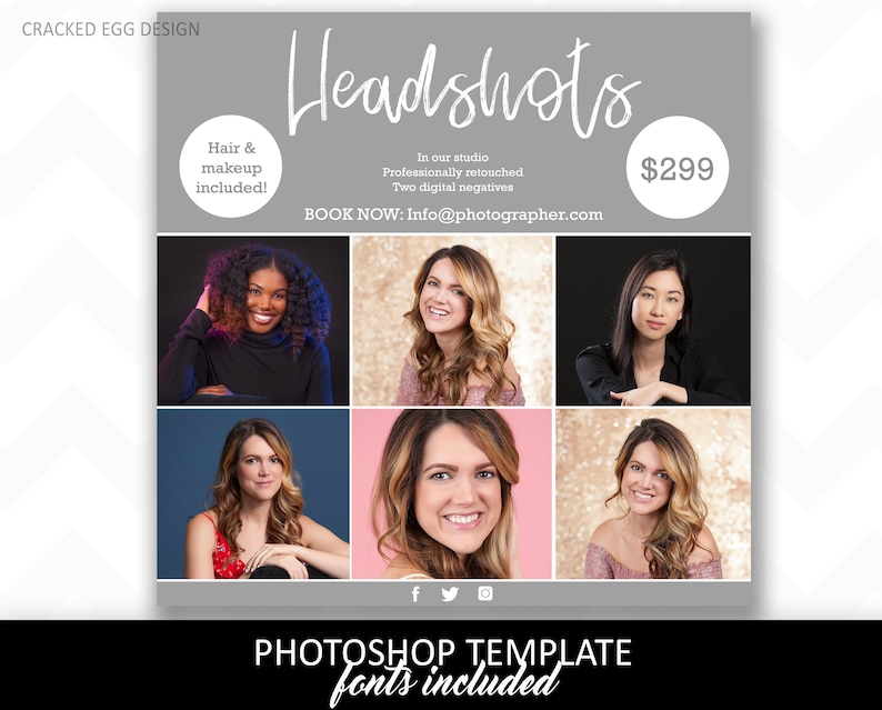 Headshot Mini Session Template: Photographer Ad (photoshop) - Etsy