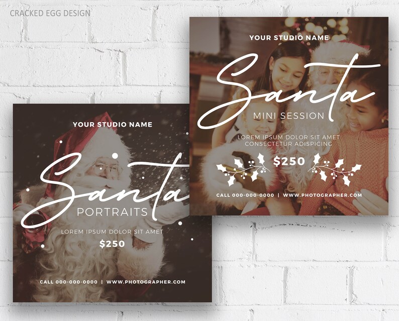Santa Mini Session Template, Instagram Ad, Square Template, Overlay ...