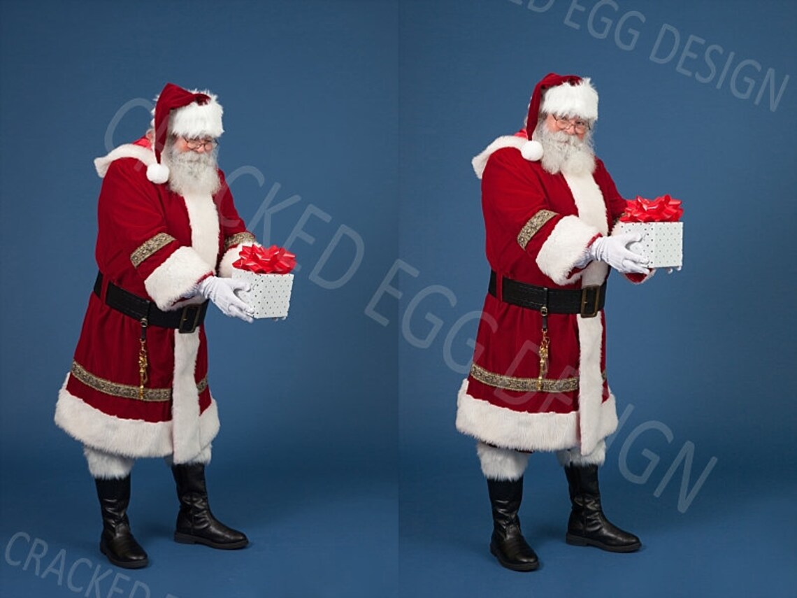 Santa Overlay Blue Background with Present Christmas | Etsy