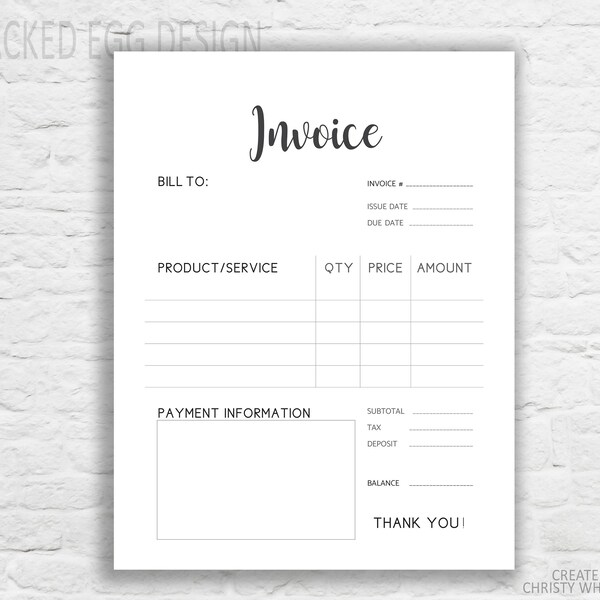 Calligraphy Invoice - Etsy