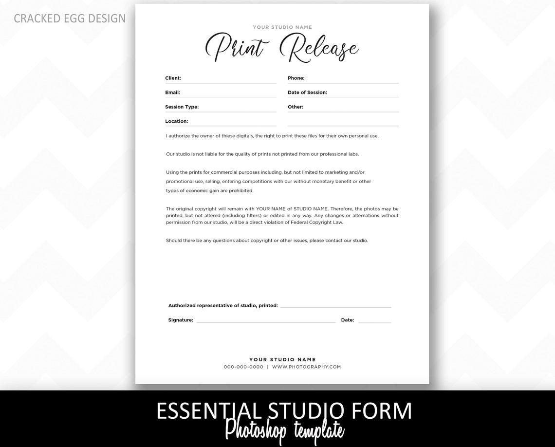 Print Release Template for Photographers Give This With Your | Etsy