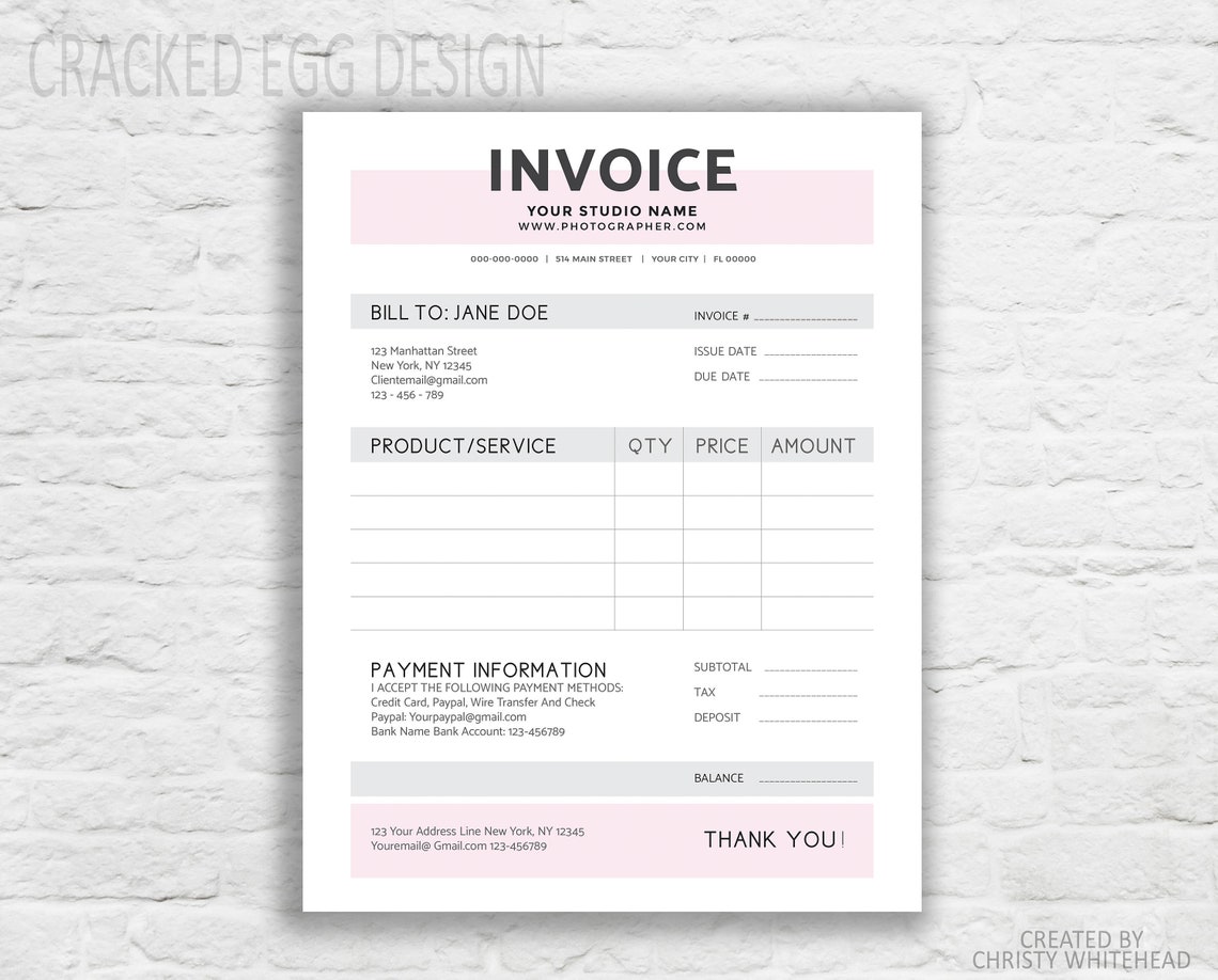 INVOICE Template, Product or Service Invoice, Business Invoice ...