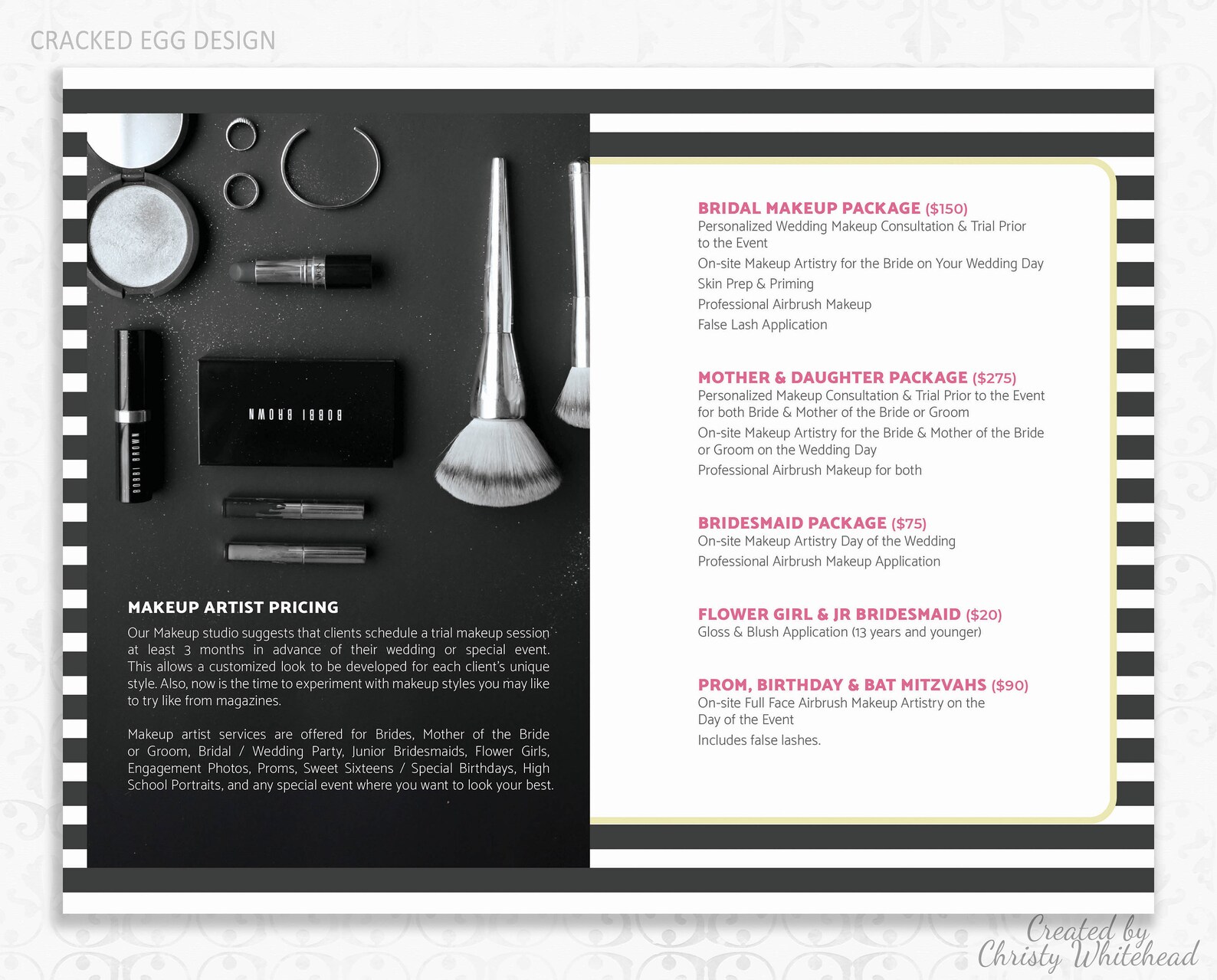 Makeup Artist Brochure or Photographer Pricing Sheet Sephora - Etsy