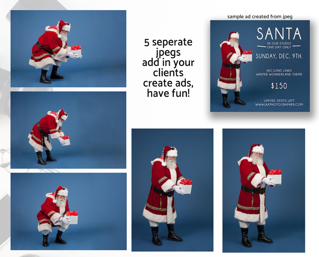 Santa Overlay, Blue Background With Present, Christmas Backdrop ...