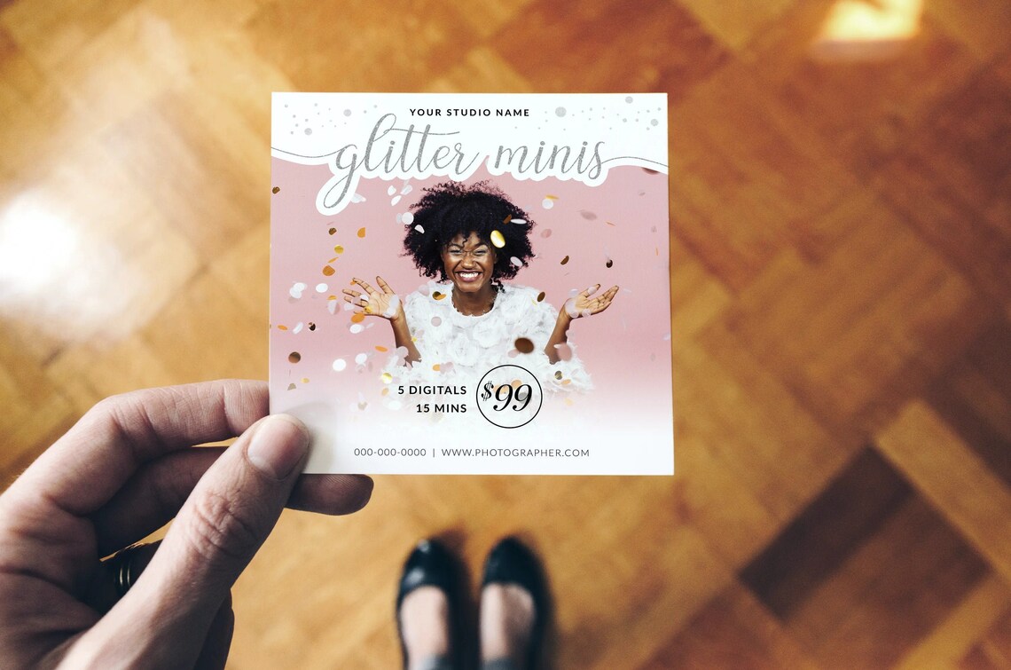 Glitter Mini Session Photoshop Template FREE FONTS Instagram | Etsy
