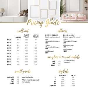 Product pricing guide template for photographers sell wall | Etsy