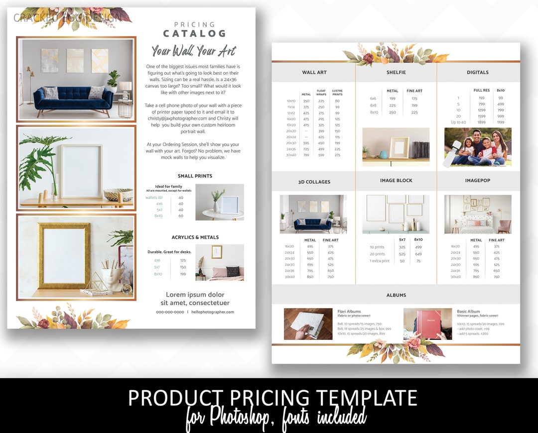Wall Art Product Pricing Guide Template for Photographers, Albums ...