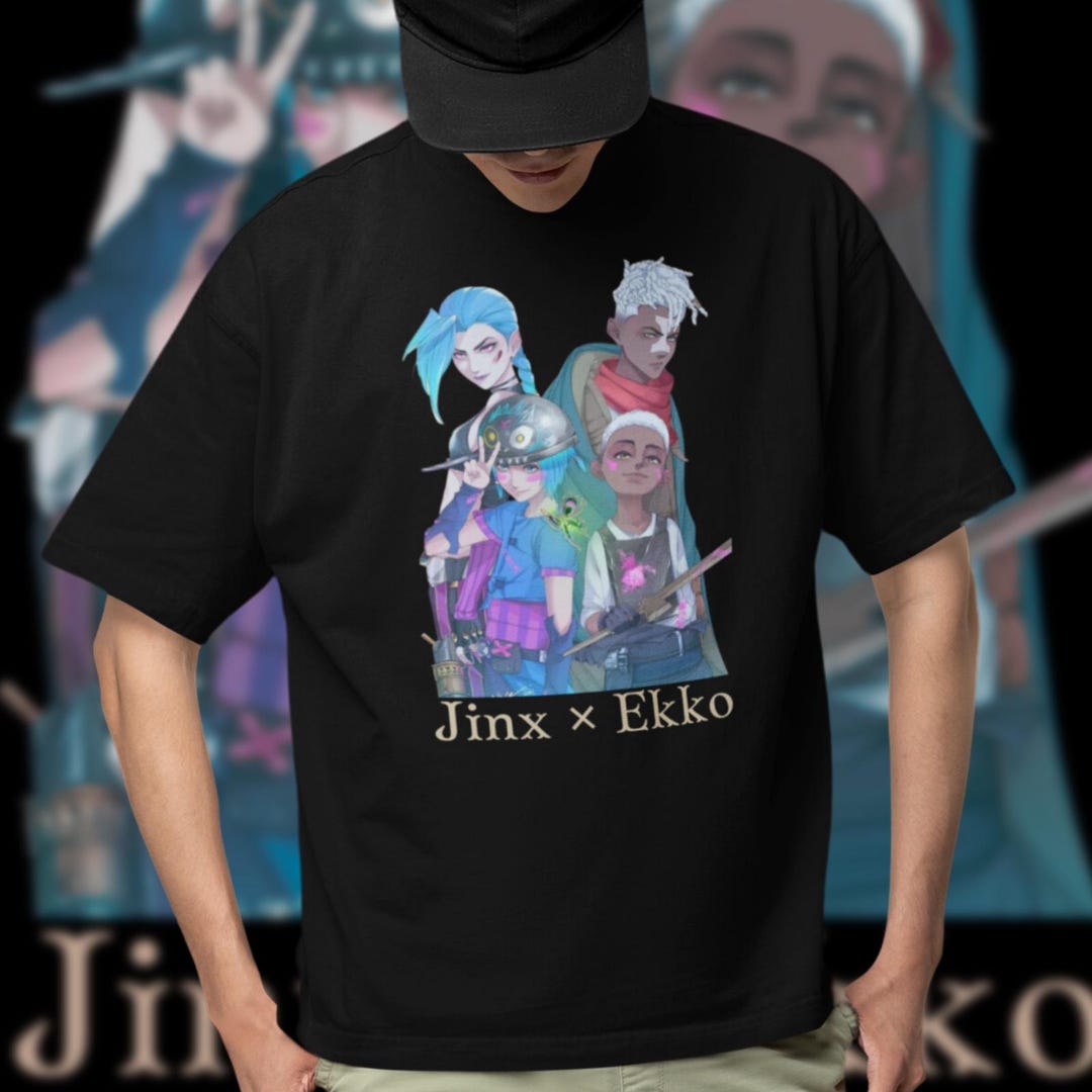 Jinx X Ekko Unisex Oversized T-shirt, Casual Wear, Gamer Apparel, Anime ...