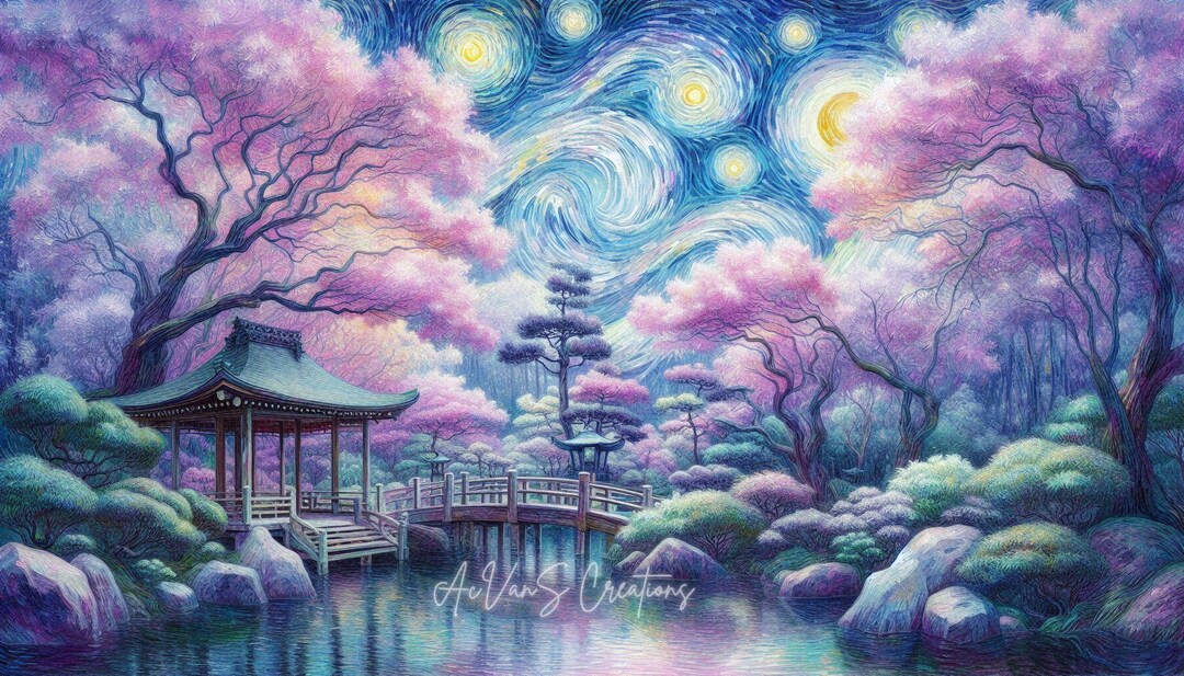 Japanese Starry Night Fantasy - Etsy