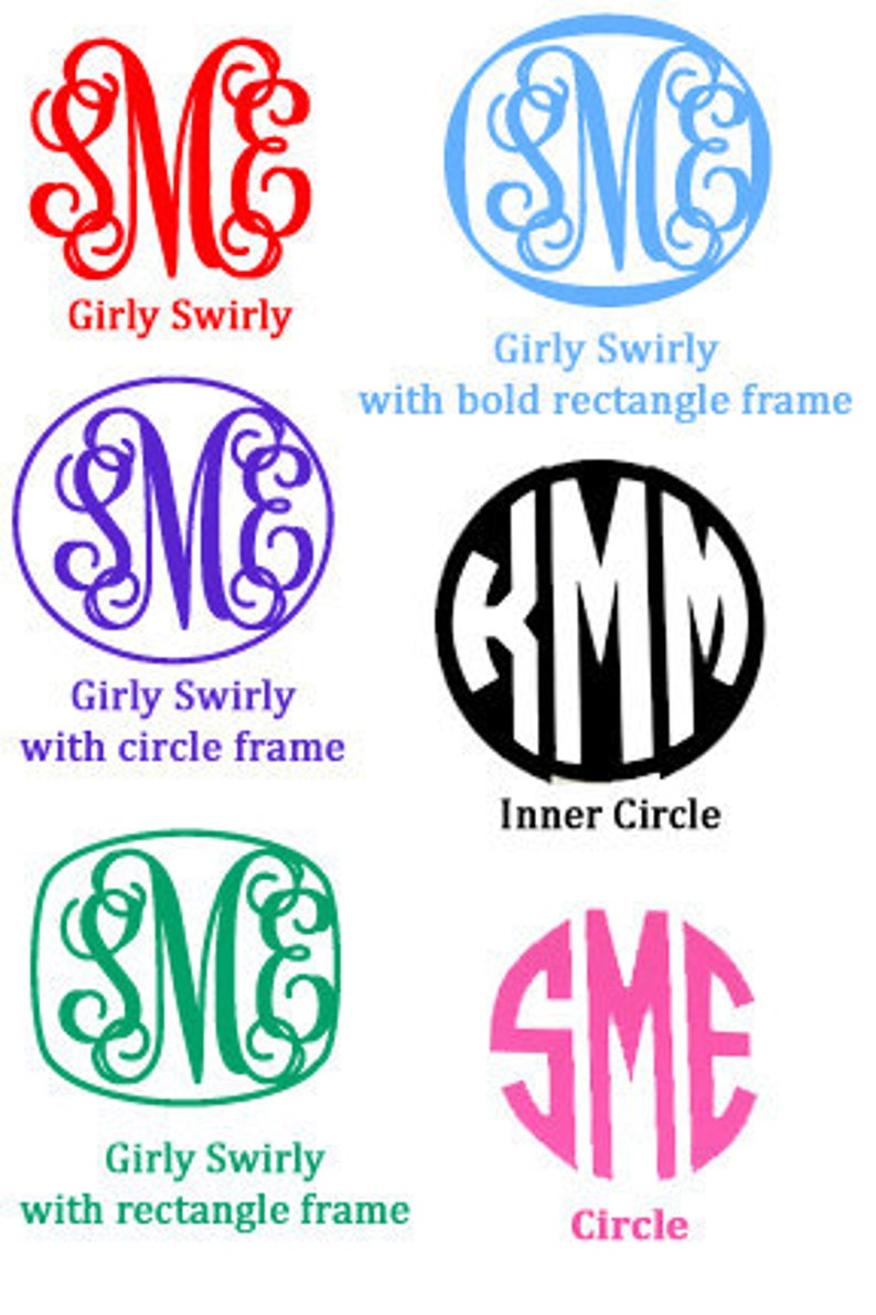 5 Inch - Vinyl Monogram Decal - Etsy