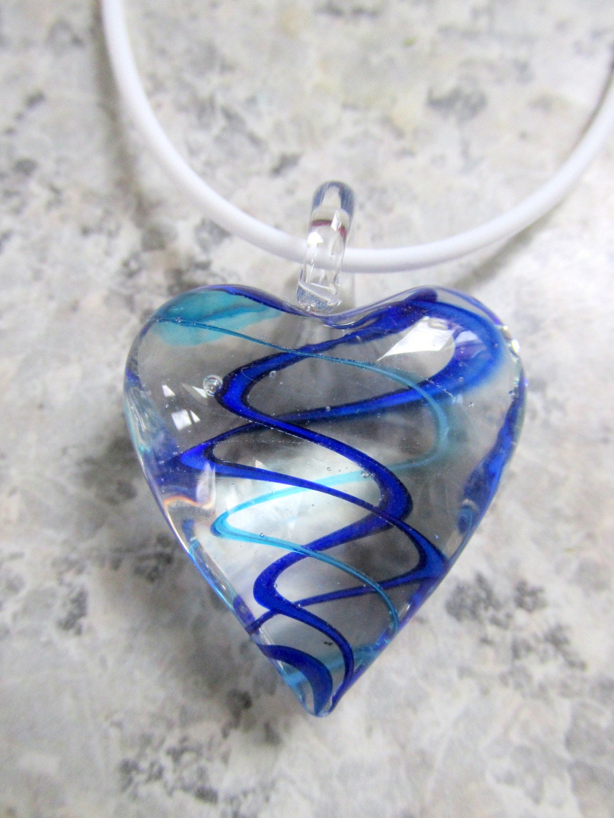 Heart Pendant Lampwork Heart Necklace Valentines Day Gift - Etsy