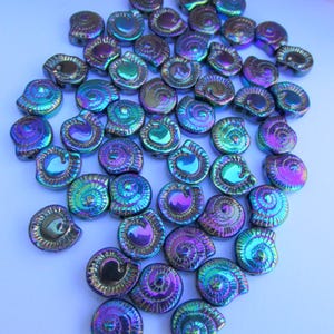 25 Shell Beads, Conch Shell Beads, Metallic Beads, Iridescent Beads ...