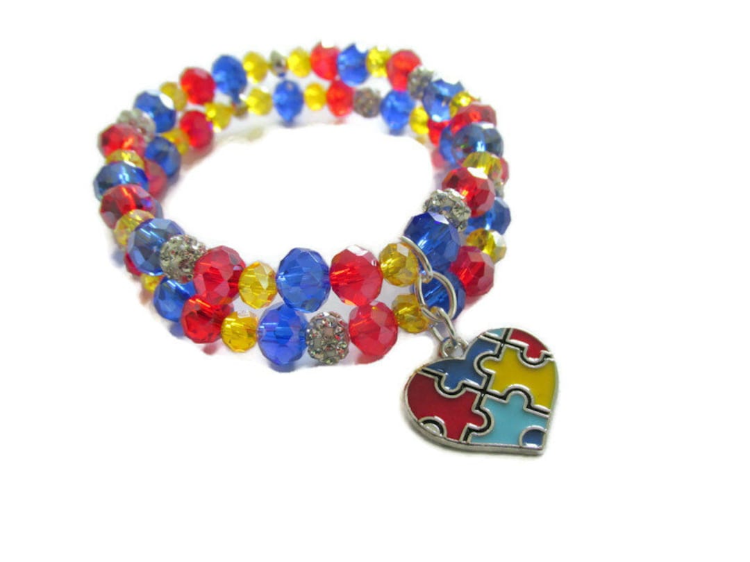 Autism Bracelet, Autism Awareness, Beaded Bracelet, Autism Bangle ...