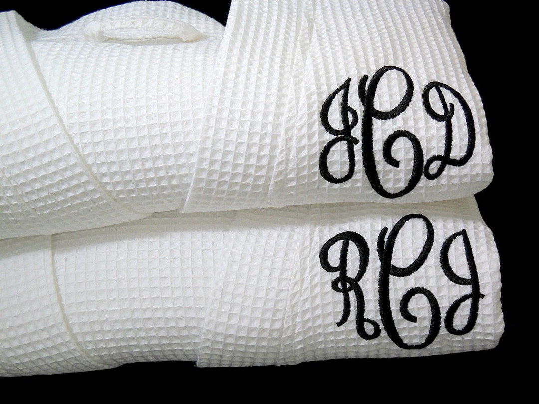 Monogrammed Waffle Weave Robes, Cotton Anniversary Gift (set of 2) - Etsy