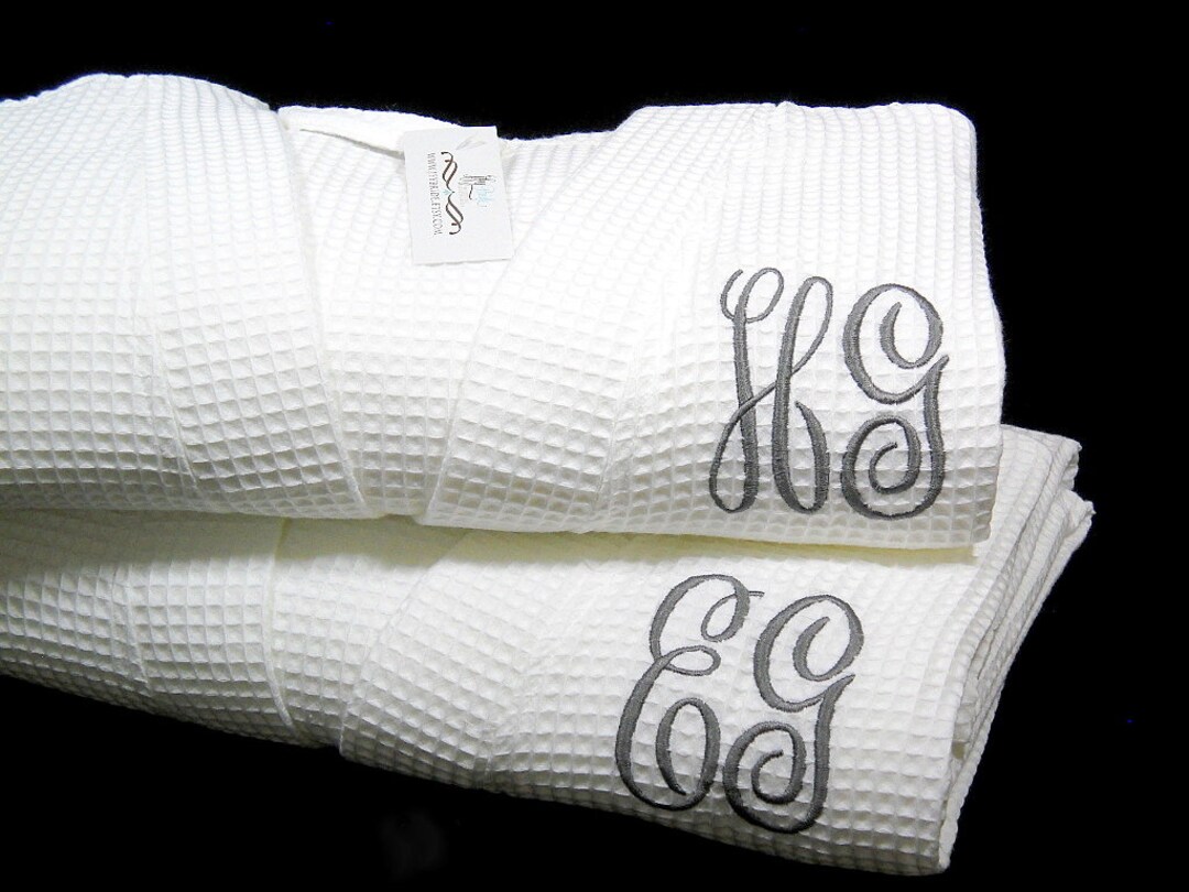 Monogrammed Cotton Waffle Weave Robes, Couples Anniversary Gift (set of ...