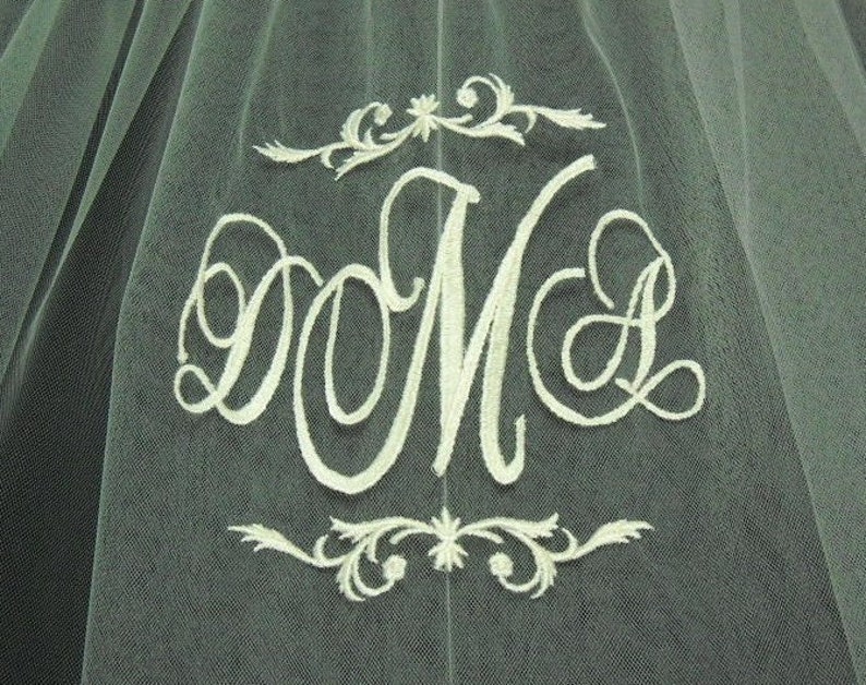 Monogrammed Veil Cathedral Length Bridal Veil With Organza - Etsy