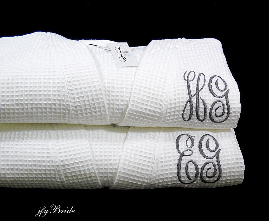 Monogrammed Cotton Waffle Weave Robes, Couples Anniversary Gift (set of ...