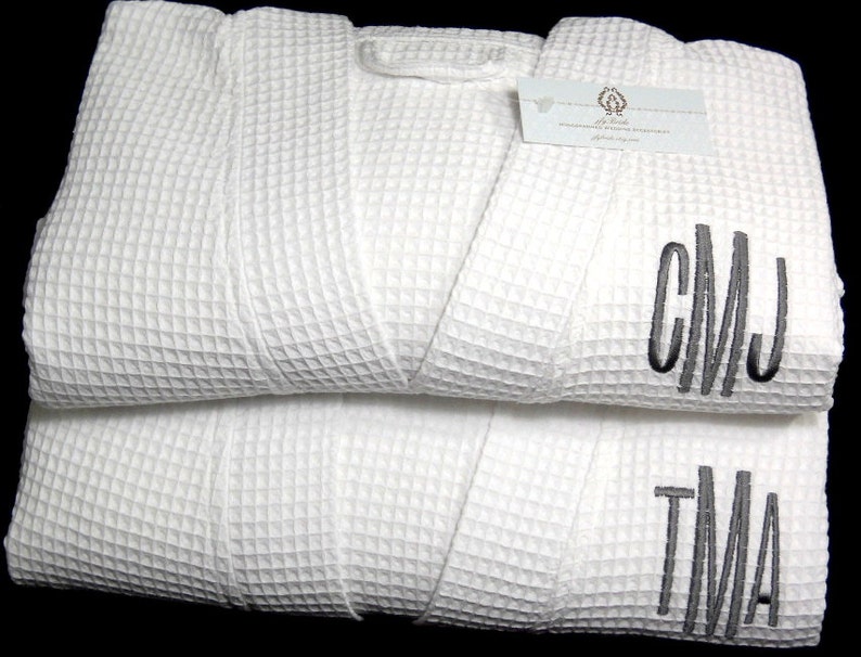 Monogrammed Cotton Robes Waffle Spa Robe Set Monogram - Etsy