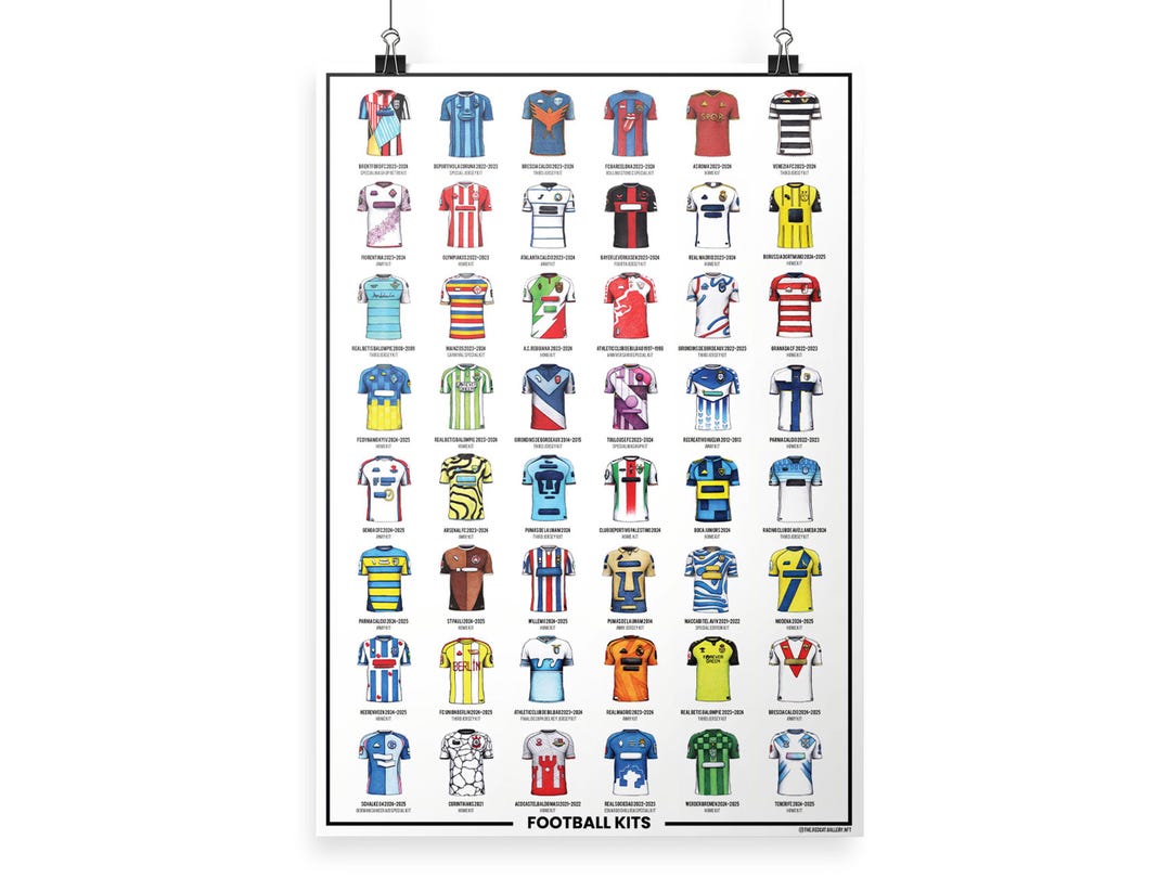 Football Jersey Kits Collection 3 Football Kits Poster Vintage Jersey ...