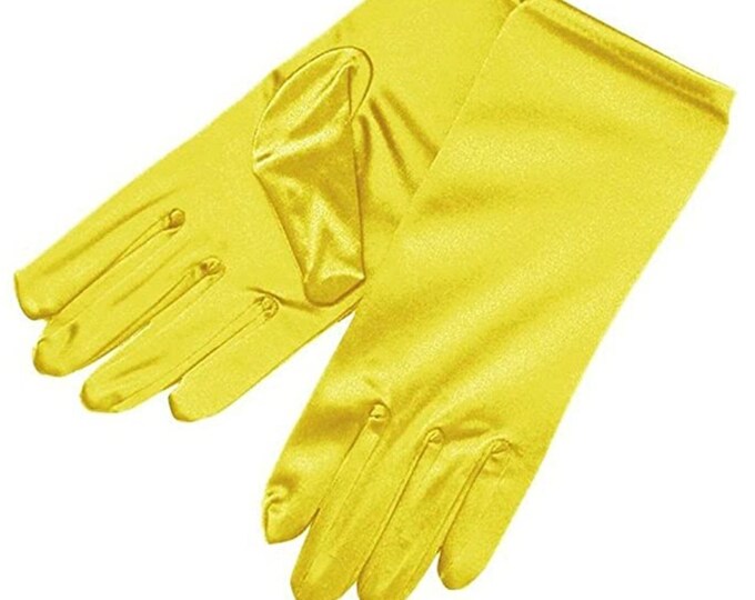YELLOW SATIN GLOVES, Wrist Length Satin Gloves, Yellow Costume Gloves ...