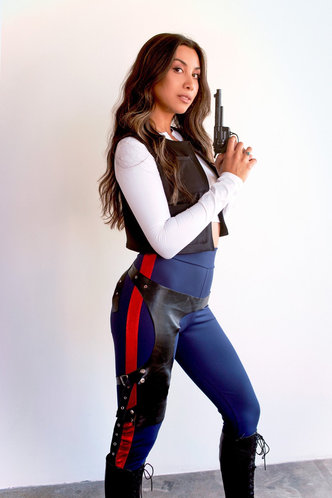 Sugarpuss SPACE REBEL SET, White Crop Top, Vest, and Navy Pants W Red ...