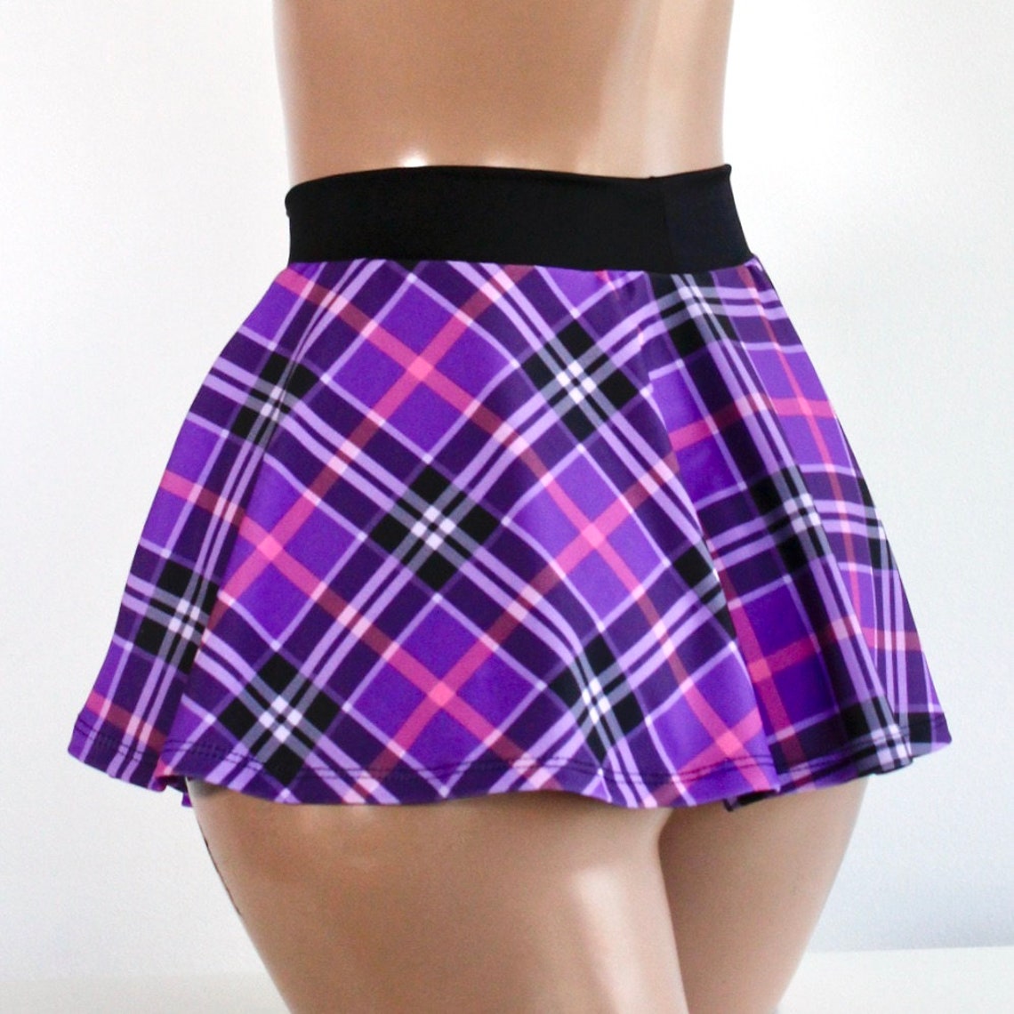 Sugarpuss Plaid Mini Skirt Purple Plaid High Waist Ultra Mini Etsy Uk