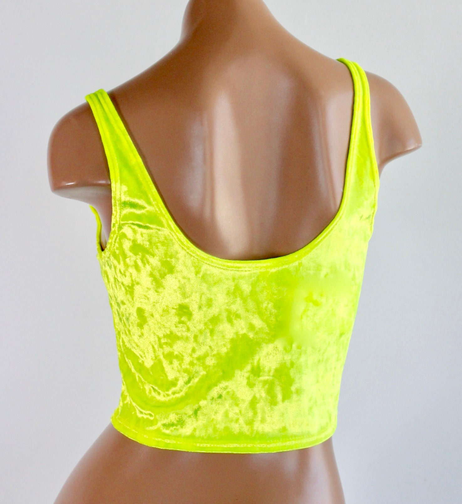 Sugarpuss VELVET CROP TANK Neon Yellow Crushed Velvet Cropped | Etsy