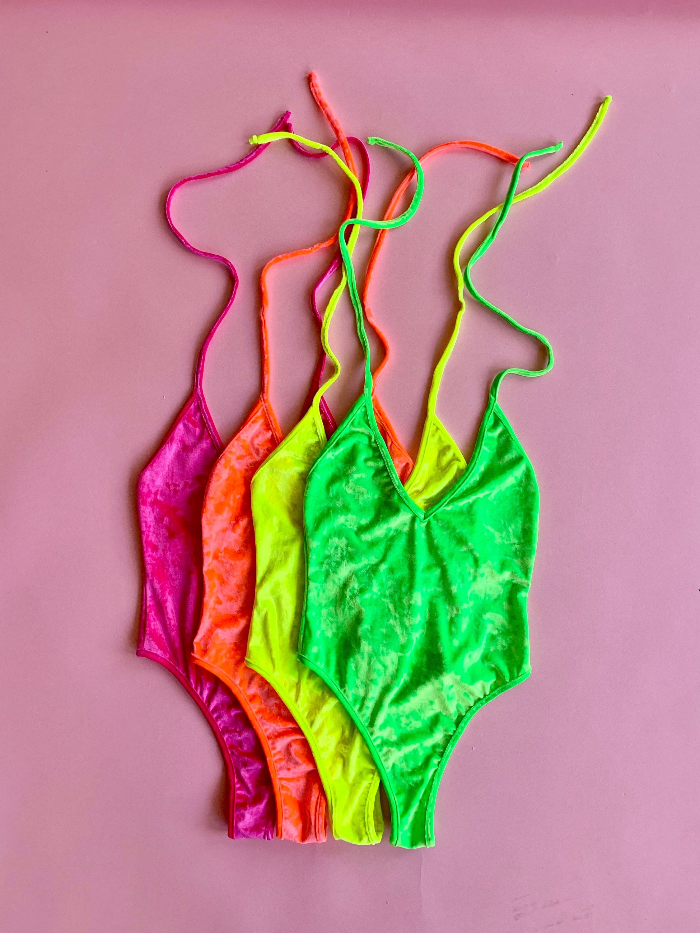 Sugarpuss HIGHCUT VELVET BODYSUIT, Neon Green Crushed Velvet Sugarpuss HIGHCUT VELVET BODYSUIT, Neon Green Crushed Velvet