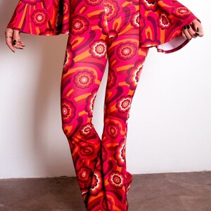 Sugarpuss HIGHWAIST BELL BOTTOMS, Red Floral Flare Pants, Red Flowers ...