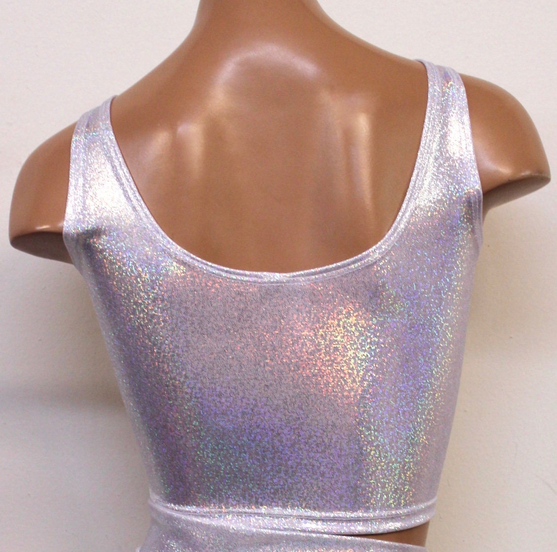 Sugarpuss HOLOGRAM CROP TANK White Metallic Hologram Top | Etsy