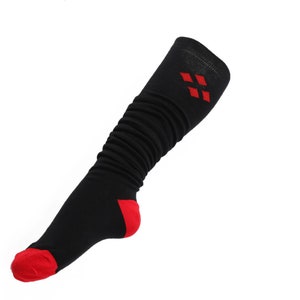 HARLEQUIN THIGHHIGH SOCKS Black and Red Dual Color Diamond | Etsy