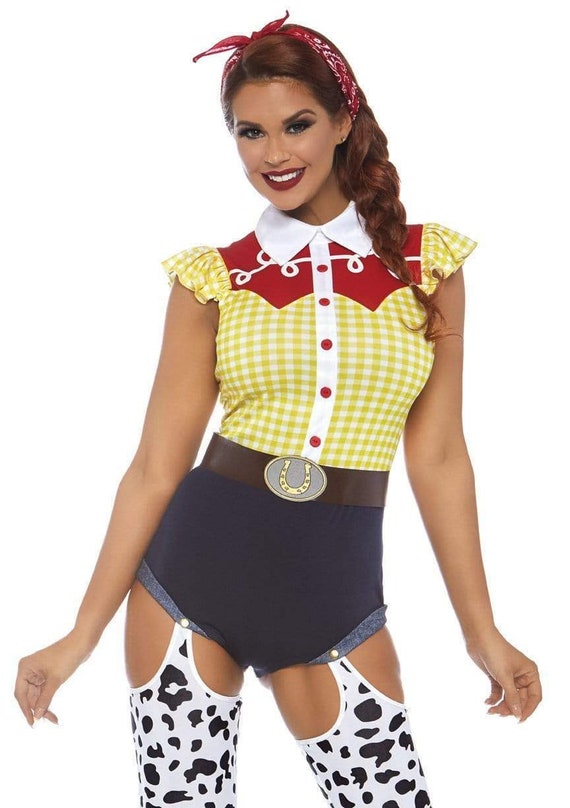 Giddy Up Cowgirl Costume Set Romper With Leggings Belt Etsy