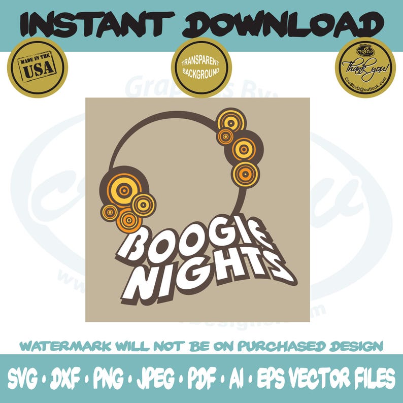 Boogie Nights Digital Download for SVG, Dxf, Png, Jpeg, PDF, AI and Eps ...