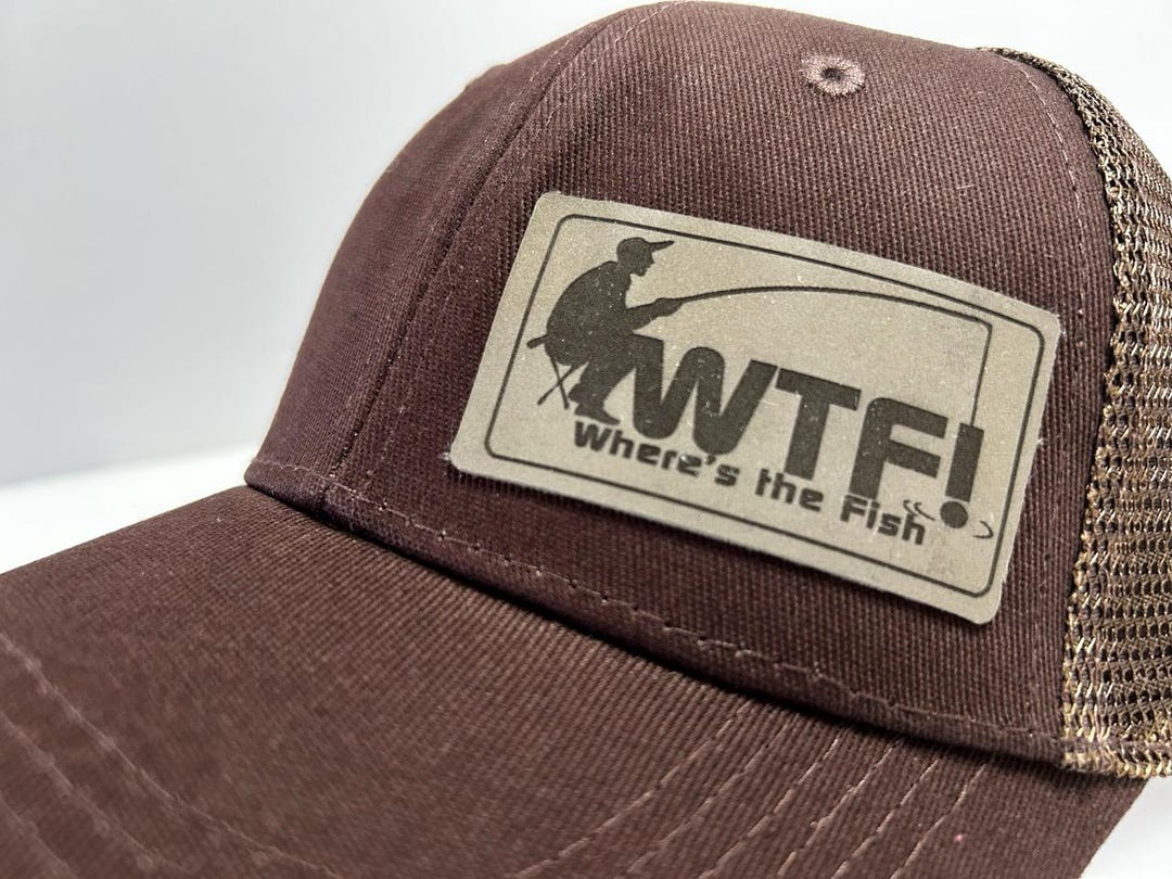 WTF - Where's the Fish - Custom Vinyl Decal / Engraved Leather Patch ...
