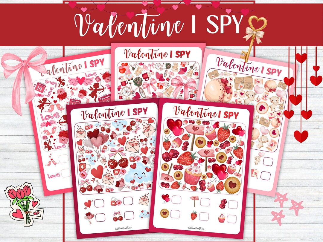 Valentine I SPY Printable | Find & Count Valentine’s Day Activity | Fun ...