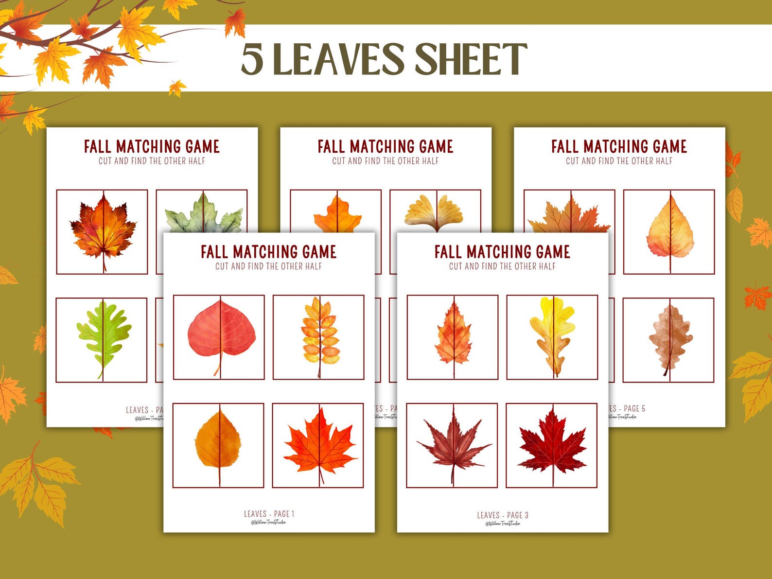 Fall Matching Game – Pumpkin & Leaf Cards (PDF Pattern) - Etsy