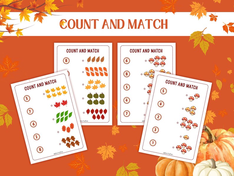 Fall Counting Worksheets – Math Activities for Preschool & Grade 1 (PDF ...